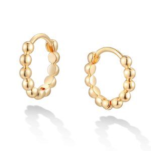 loyata beaded hoop earrings gold huggie sleeper 14k gold filled dainty small simple hypoallergenic jewelry gift for women