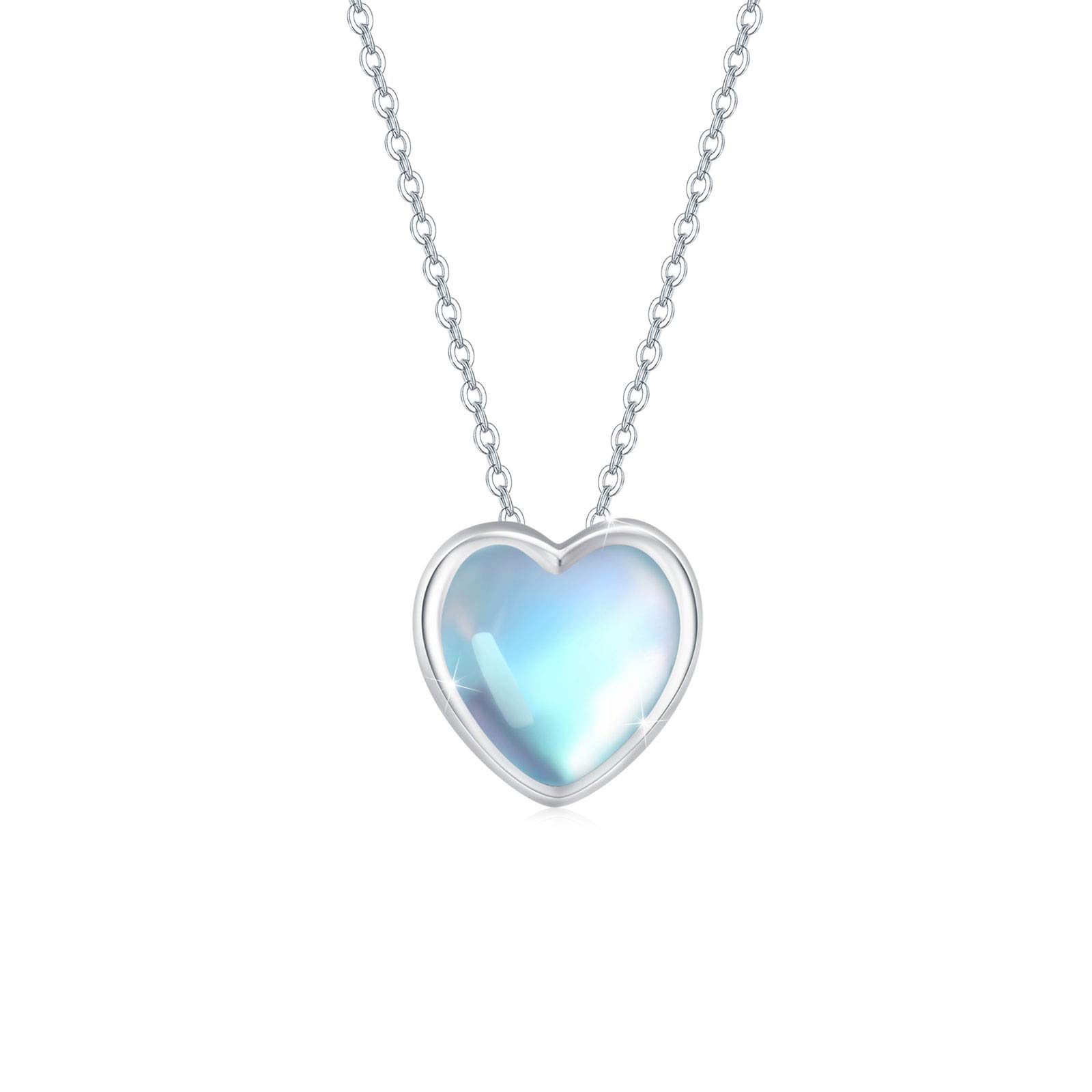 CUOKA MIRACLE Moonstone Necklace Heart Necklaces 925 Sterling Silver Heart Pendant Hypoallergenic Heart Moonstone Necklace Jewelry Gift for Women Christmas Day Gifts