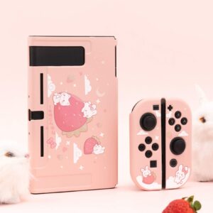 GeekShare Protective Case for Switch, Soft TPU Slim Case Cover Compatible with Nintendo Switch Console and Joy-Con (Strawberry Bunny)