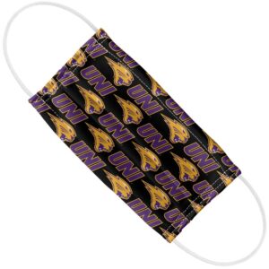 popfunk university of northern iowa logo repeat - uni panthers home 1-ply reusable face mask covering with adjustable nose wire, unisex