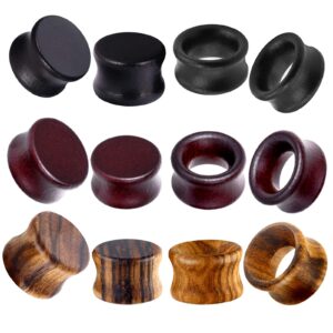 tianci fbyjs 12pcs wood ear tunnels wooden gauges vintage black brown natural organic flesh tunnel plugs piercing stretcher earrings 10mm 00g