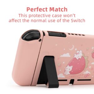 GeekShare Protective Case for Switch, Soft TPU Slim Case Cover Compatible with Nintendo Switch Console and Joy-Con (Strawberry Bunny)