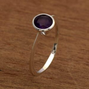 Natural Tanzanite 6 MM Round 925 Sterling Silver Women Stackable Ring (7)