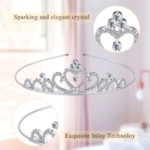 Hicarer 6 Pieces Girls Crystal Tiara Heart Rhinestone Tiara Crown Princess Crystal Headband for Wedding Prom Birthday Party (Delicate Style)