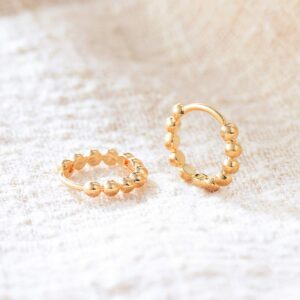 LOYATA Beaded Hoop Earrings Gold Huggie Sleeper 14K Gold Filled Dainty Small Simple Hypoallergenic Jewelry Gift for Women