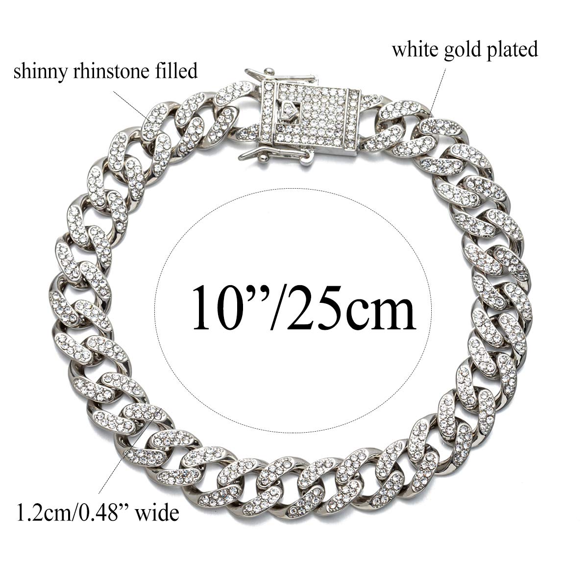 kelistom Cuban Link Anklet Bracelet for Women Men Hip-hop 18K Gold/White Gold Plated Iced Out Rhinestones Filled Chain Ankle Bracelets, 9" 10" 11"