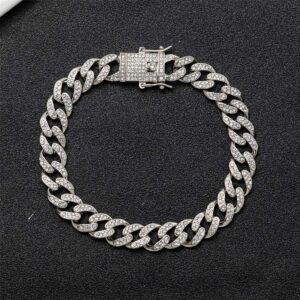 kelistom Cuban Link Anklet Bracelet for Women Men Hip-hop 18K Gold/White Gold Plated Iced Out Rhinestones Filled Chain Ankle Bracelets, 9" 10" 11"