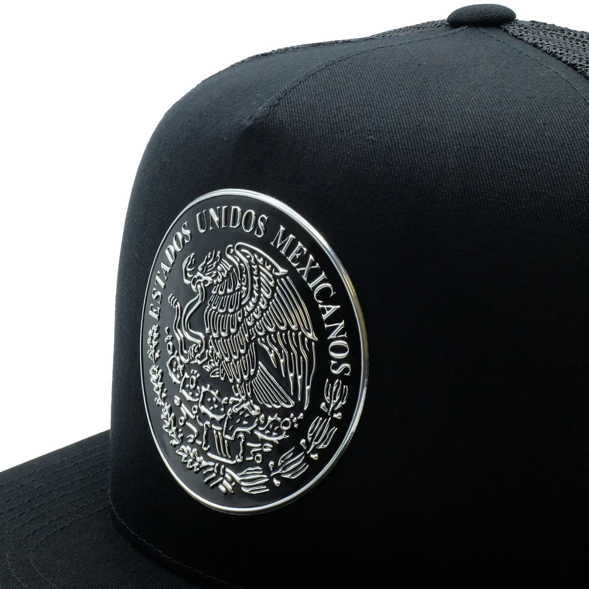 The Pride Mexican Flag Hat Men Women Glossy Detailed Custom Shield Patch Baseball Hats Mexican Eagle (BK-Bk-Chrome)