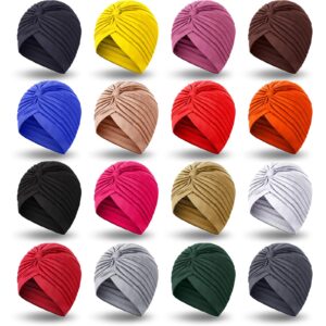 satinior 16 pieces stretch turbans polyester turbantes para la cabeza de mujer head turbans head turbans turbines for women, 16 colors(chic color)