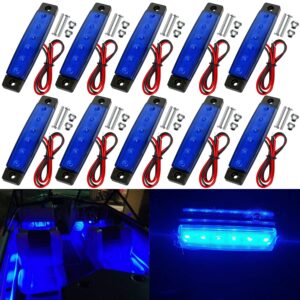 10 pack marine boat led navigation cabin deck courtesy light stern transom lights 12v for boating kayak yacht, dinghy, sailboat, pontoons, freighters, hovercrafts, hunting & fishing (blue)