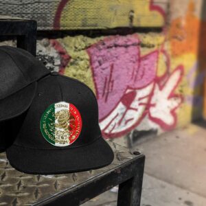 The Pride Mexican Flag Hat Men Women Glossy Detailed Custom Shield Patch Baseball Hats Mexican Eagle (BK-Bk-Chrome)