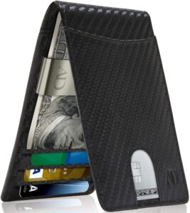 access denied carbon fiber leather mens wallet - slim money clip bifold wallets for men rfid front pocket thin credit card holder - gifts for men