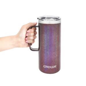 Ezprogear 32 oz Stainless Steel Coffee Mug Double Wall Vacuum Insulated Water Tumbler with Handle, Lid and Straws (32 oz, Sky Blue)