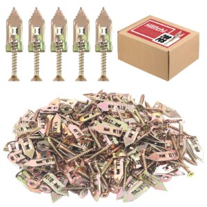 hilitchi 200pcs self drilling drywall anchors with screws easy application no drill or holes in wall, 66 lbs, 12 x 30mm-100pcs anchors and 100pcs screws (metal anchors)