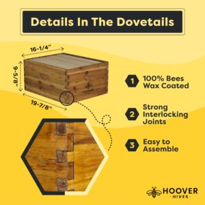 Hoover Hives Fully Assembled Original Bees Wax Coated 10 Frame Langstroth Beehive (2 Deep Boxes, 1 Medium Box)