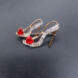 LKEEP Ladies Crystal Rhinestone High Heel Princess Shoes Brooches Women Stylish Charm Brooch Pin