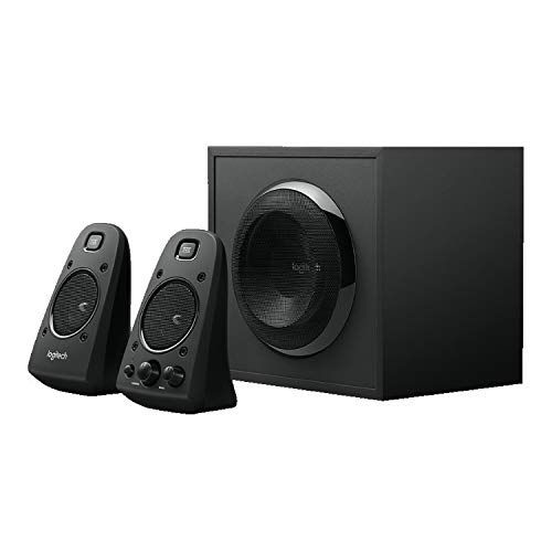 Logitech Z623 400 Watt Home Speaker System Bundle with Closed-Back Studio Monitor Headphones and Audio Cable (3 Items)