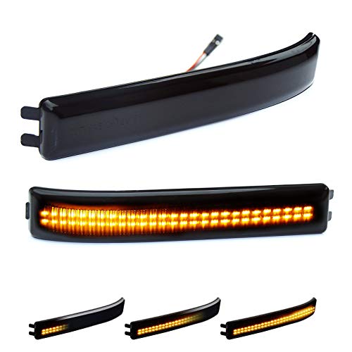 D-Lumina Sequential LED Side Mirror Reflector Turn Signal Lights Smoked Lens Compatible with 2009-2014 Fo-rd F150, Side Marker Blinker Light Replace Factory Amber Reflectors