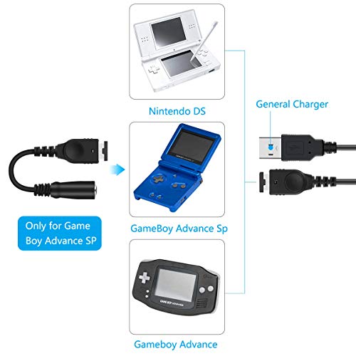 TFSeven 1Pcs Nintendo GBA SP Replacement Battery 850mah 3.7V Rechargeable Lithium Ion + AC Adapter 5.2V 450mA Wall Charger Power Supply for Nintendo GBA Sp Gameboy Anvance Accessories Bundle Kit