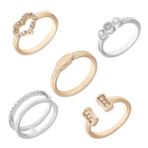 guess 5 pc dainty stack rings