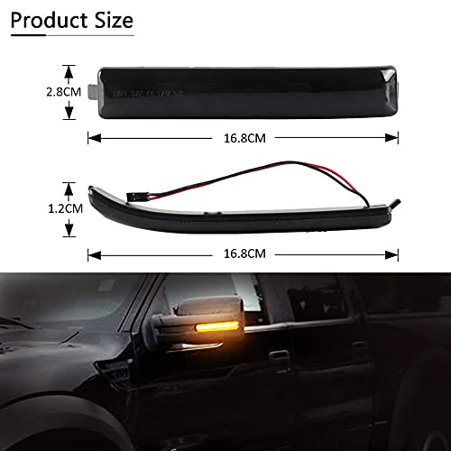 D-Lumina Sequential LED Side Mirror Reflector Turn Signal Lights Smoked Lens Compatible with 2009-2014 Fo-rd F150, Side Marker Blinker Light Replace Factory Amber Reflectors