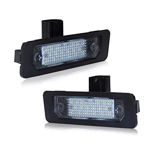 D-Lumina LED License Plate Light Tag Lamp Assembly for Fo-rd Flex Focus Fusion Taurus Mus-tang Lincoln Mercury, Powered by 18-SMD 6000K White Tag Lights, Pack of 2