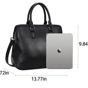 HESHE Genuine Leather Handbags Tote Shoulder Bags for Women Large Capacity Messenger Zippered Womens Purses and Handbags Top Handle Bag(Black-Top Grain Genuine Leather)