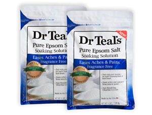 dr. teal's unscented pure epsom salt soaking solution gift set (2 pack, 4lbs ea.) - fragrance free whole body relief - eases aches & pains, alleviates daily stress & soothes the senses - at home spa