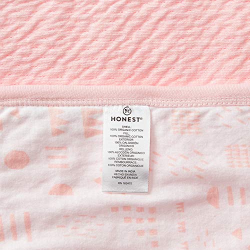 HonestBaby unisex baby Organic Cotton Matelasse Reversible Receiving Wearable Blanket, Pattern Play White/Pink, One Size US