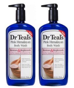 dr teal's pink himalayan salt body wash gift set (2 pack, 24oz ea.) - restore & replenish pink himalayan salt