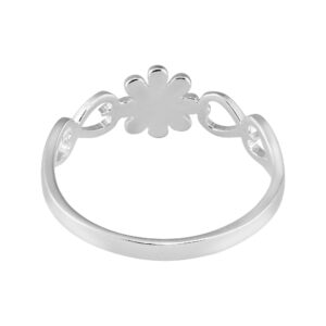 AeraVida Modern Lovely Daisy Linked with Hearts .925 Sterling Silver Band Ring | Casual Fashion Ring | Statement Fashion, Promise Ring, Couple Unisex Ring | Size 8