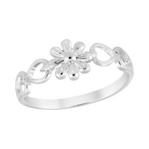 aeravida modern lovely daisy linked with hearts .925 sterling silver band ring | casual fashion ring | statement fashion, promise ring, couple unisex ring | size 8