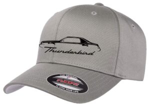 1983-88 ford thunderbird outline design flexfit 6277 athletic baseball fitted hat cap grey l/xl