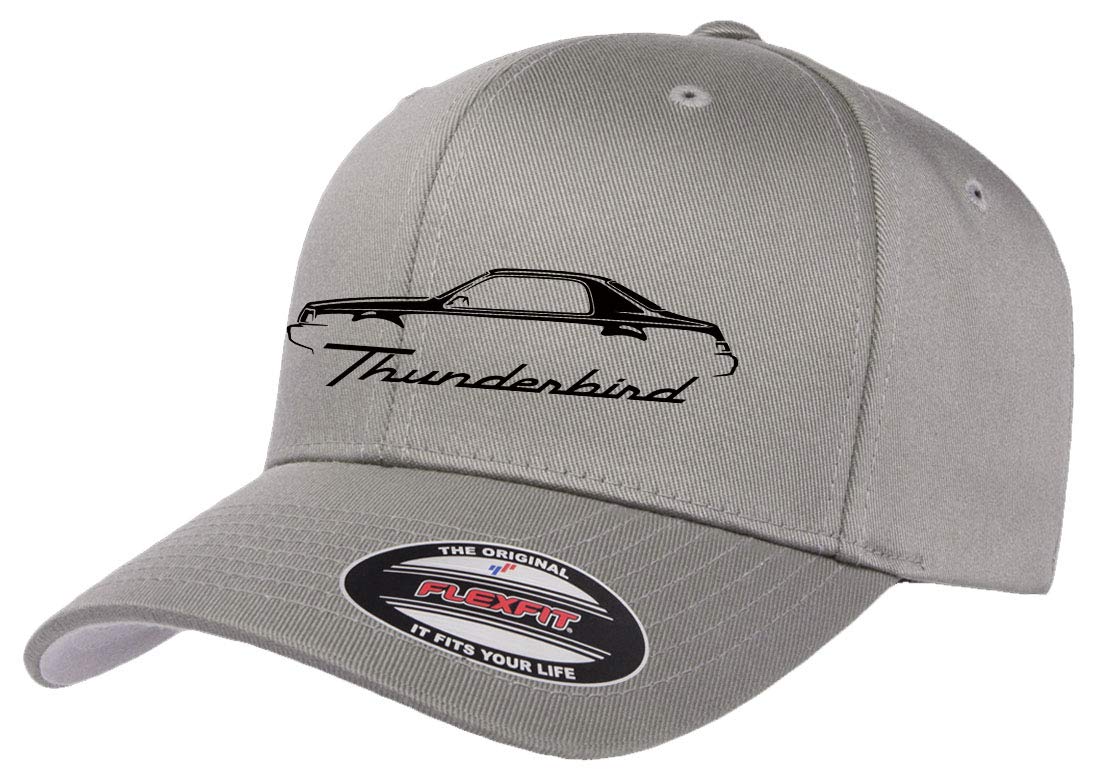 1983-88 Ford Thunderbird Outline Design Flexfit 6277 Athletic Baseball Fitted Hat Cap Grey L/XL