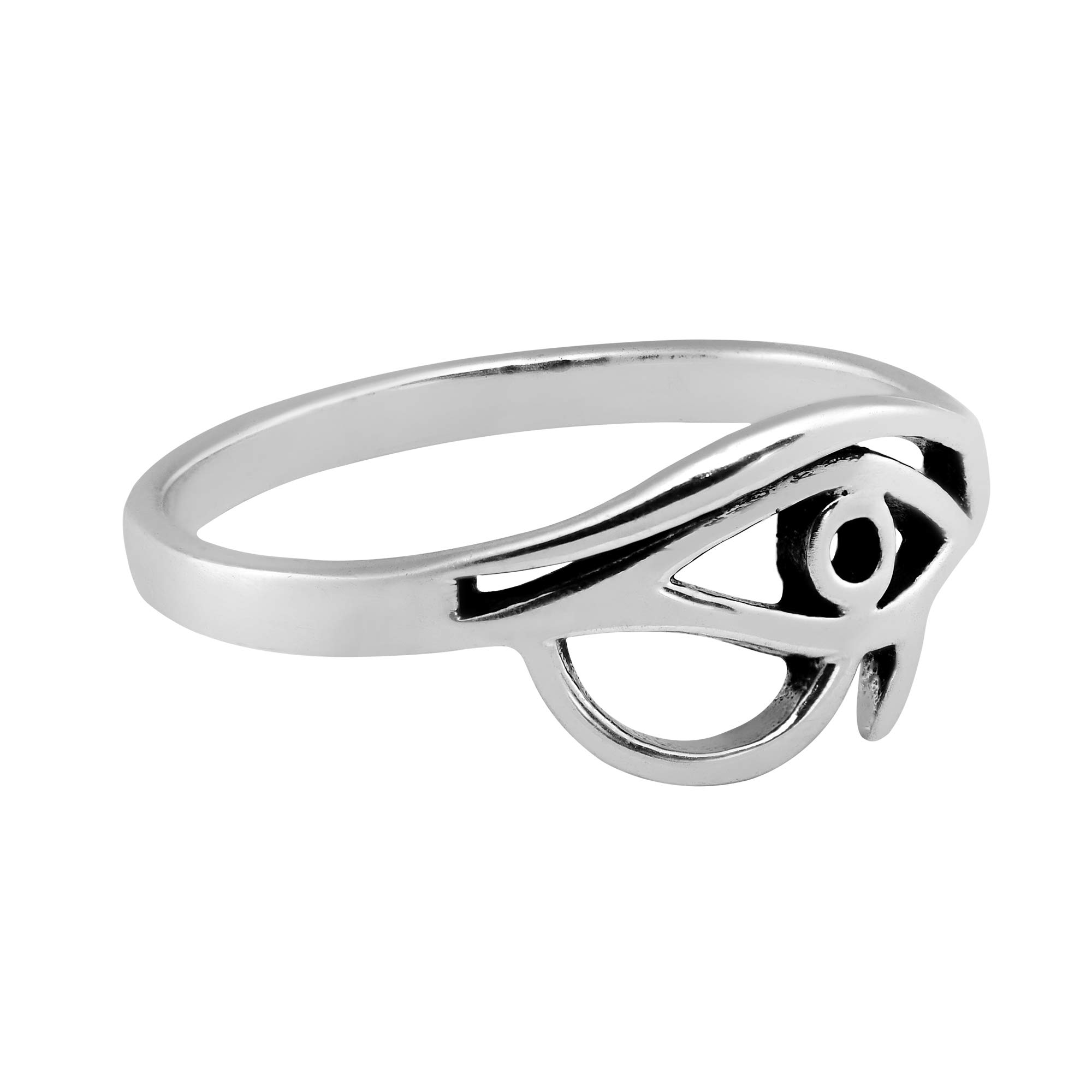 AeraVida Ancient Egyptian Inspired Eye of Ra Protective Symbol in .925 Sterling Silver Unisex Ring Sizes 8-10 for Casual Everyday Wear with a Trendy Heiroglyph & Pharaoh Vibe