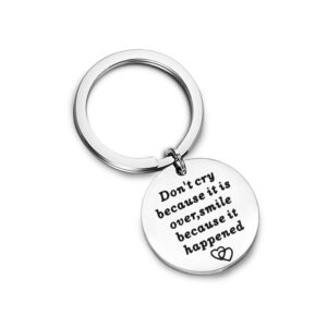 gzrlyf new beginning gifts keychain inspirational gifts retirement gifts don't cry because it is over smile because it happened (keychain)