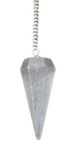 amazing gemstone selenite crystal pendulum for divination - dowsing pendulum necklace with chain and crystal ball for reiki healing and crystal grid meditation