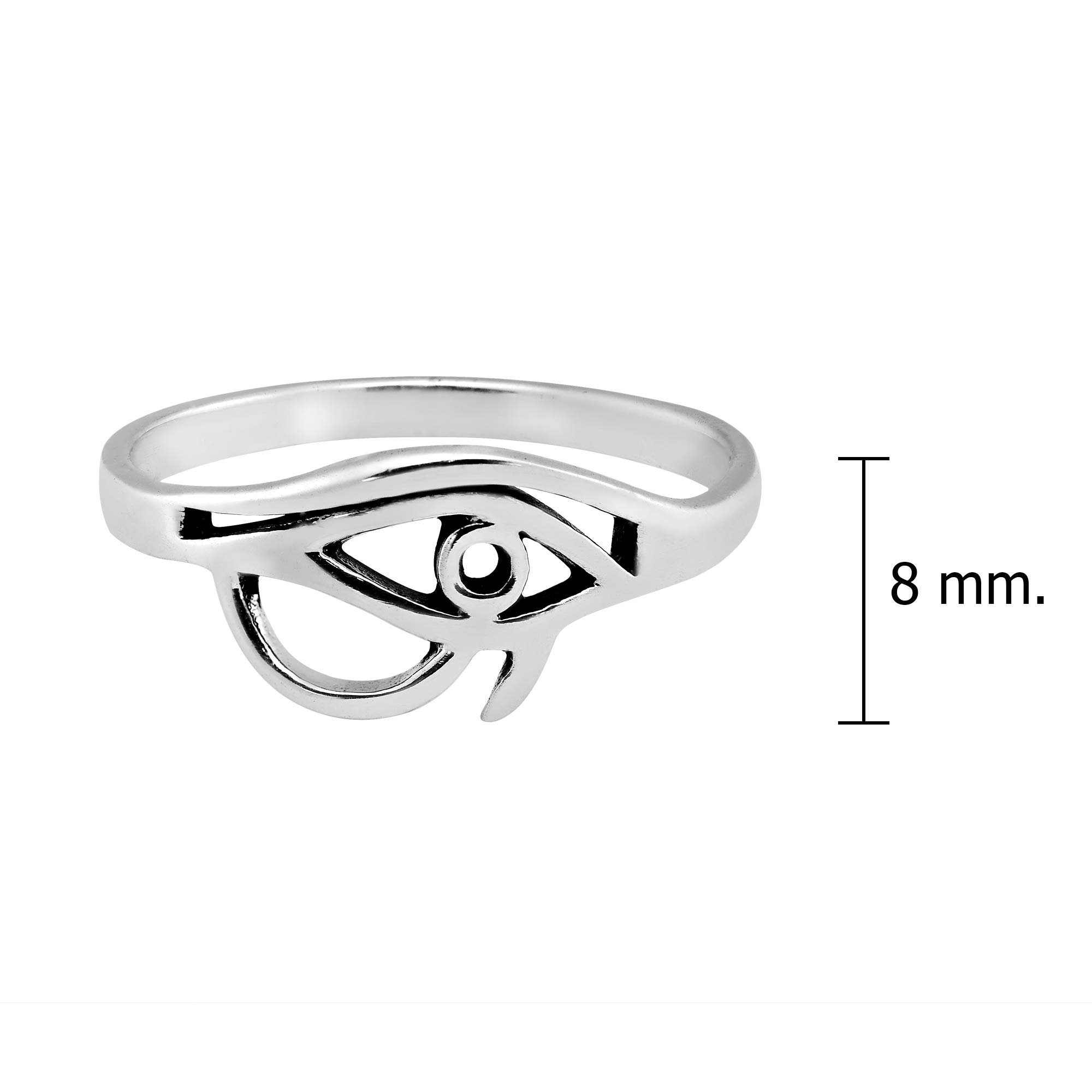 AeraVida Ancient Egyptian Inspired Eye of Ra Protective Symbol in .925 Sterling Silver Unisex Ring Sizes 8-10 for Casual Everyday Wear with a Trendy Heiroglyph & Pharaoh Vibe