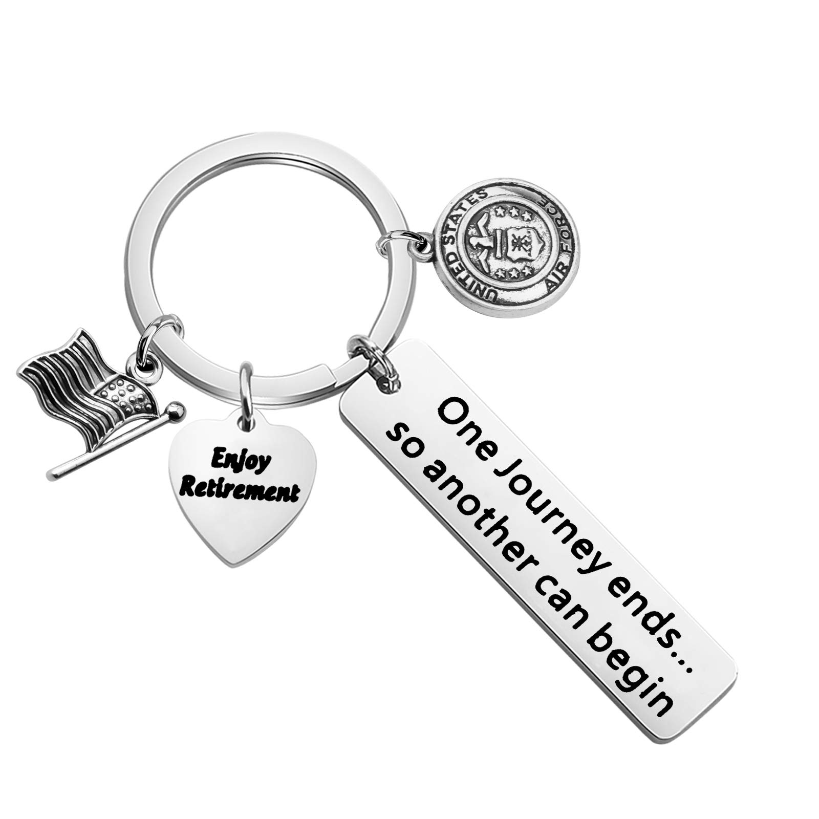 HOLLP Retirement Gift Army Retired Keychain with Patriotic American Flag Military Retirement Gifts for Army Veteran (Keychain)