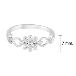 AeraVida Modern Lovely Daisy Linked with Hearts .925 Sterling Silver Band Ring | Casual Fashion Ring | Statement Fashion, Promise Ring, Couple Unisex Ring | Size 8