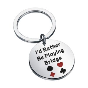 lqri bridge gift bridge player gift bridge athletes gift i’d rather be playing bridge keychain bridge lover gift (k bridge)