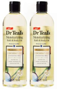 dr. teals coconut bath & body oil gift set (2 pack, 8.8oz ea.) - nourishing coconut essential oils blended with sweet almond oil & cocoa butter - paraben & phthalate free - at home spa kit