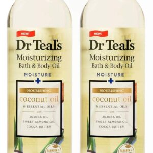 Dr. Teals Coconut Bath & Body Oil Gift Set (2 Pack, 8.8oz Ea.) - Nourishing Coconut Essential Oils Blended with Sweet Almond Oil & Cocoa Butter - Paraben & Phthalate Free - at Home Spa Kit