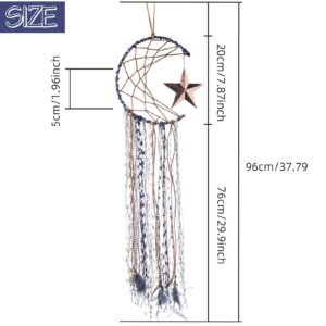 Jetec 3 Pieces Dream Catcher Moon Sun Blue Handmade Modern Dreamcatcher for Wall Hanging Home Decoration