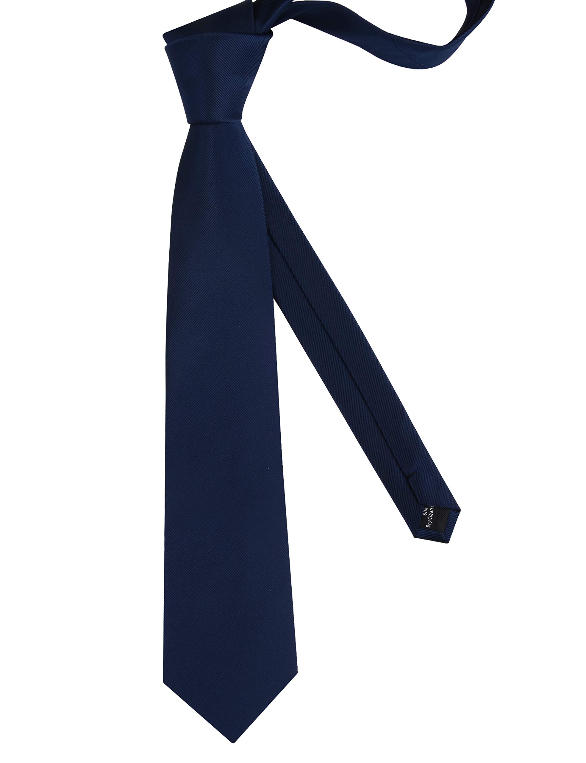 GUSLESON Classic Men's Wedding Ties for Men Silk Navy Blue Tie Solid 8cm Necktie (0791-03)