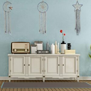 Jetec 3 Pieces Dream Catcher Moon Sun Blue Handmade Modern Dreamcatcher for Wall Hanging Home Decoration