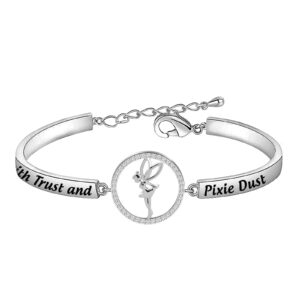 bnql faith trust and pixie dust bracelet fairy tale jewelry bracelet birthday gifts for her (bracelets)