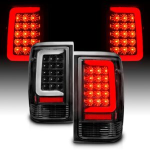 amerilite for 1993-1997 ford ranger c-type halogen, led, tube replacement pickup truck taillight set - passenger and driver side, vehicle light assembly, black