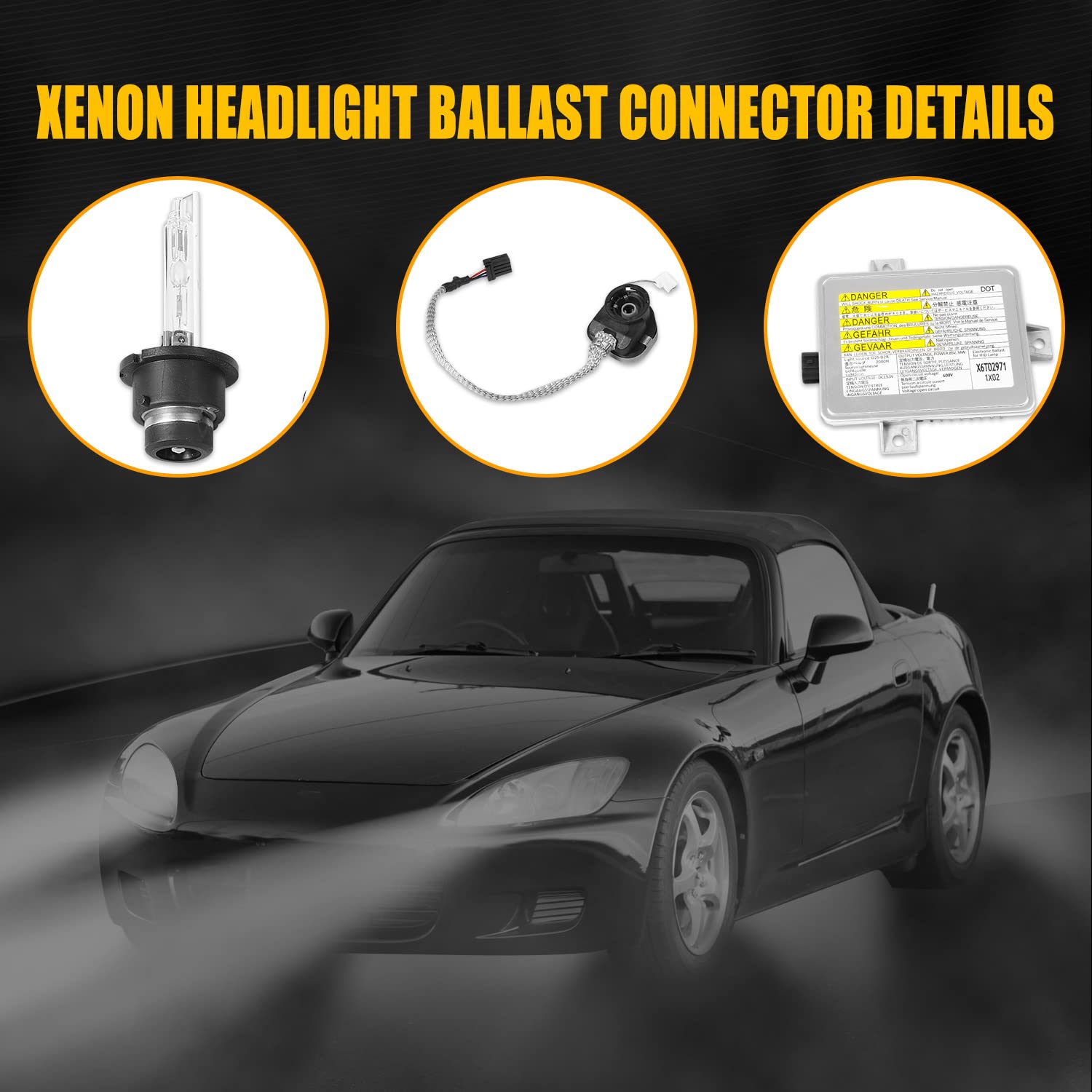 RANSOTO Xenon HID Headlight Ballast Unit Assembly with Igniter and D2S Bulb Compatible with 2002-2005 Acura TL TSX and TL Type-S, 2004-2009 Honda S2000, Mazda 3 Replaces X6T02971, W3T10471, W3T14371