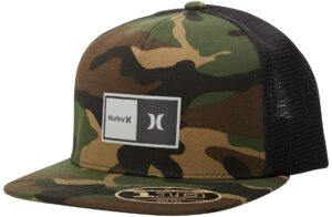 hurley mens caps - flat brim snapback baseball cap standard trucker hats for men, size one size, camo/black